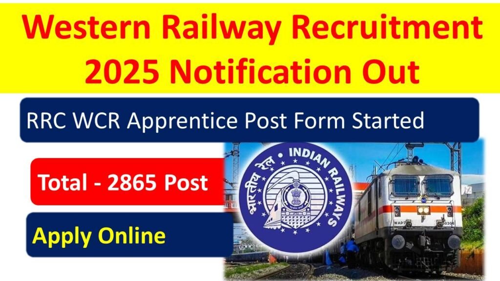 Railway RRC WCR Apprentice Recruitment 2025 Apply Online For 2865 Posts